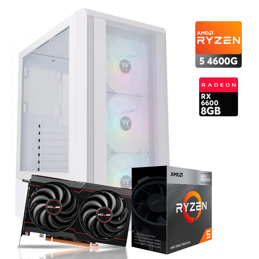 Pc S200 Ryzen 5 4500G, RX 6600 8GB, DDR4 16GB, M.2 250GB, 500W 80+ | AEON